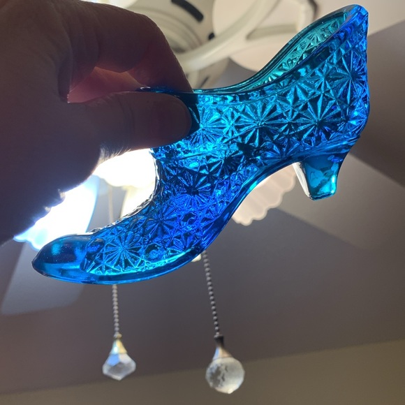 Fenton | Accents | Vintage Fenton Blue Glass Shoe Euc | Poshmark